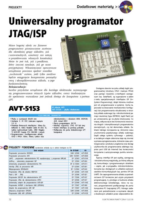 A Uniwersalny Programator Jtag Isp P Ytka Drukowana Avt