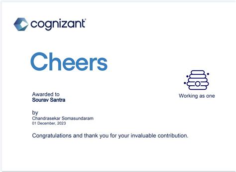 Cognizant Cognizantcheers Awards Gratitude Sourav Santra