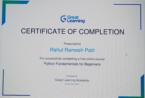 Rahul R Patil On Linkedin Greatlearningacademy Greatlearning Glacertificate