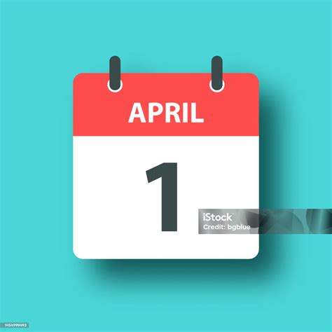 4월 1일 그림자가 있는 파란색 녹색 배경에 매일 달력 아이콘 1에 대한 스톡 벡터 아트 및 기타 이미지 1 2022년 2023년 Istock