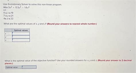 Solved Use Evolutionary Solver To Solve This Non Linear