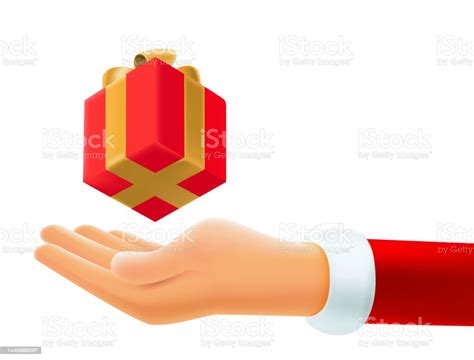 선물 상자를 가진 산타 클로스 손입니다 3d 벡터 일러스트 레이 션 3차원 형태에 대한 스톡 벡터 아트 및 기타 이미지 3차원 형태 계절 공휴일 Istock