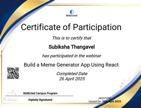 Reactjs Webdevelopment Learningjourney Skillected Certificate