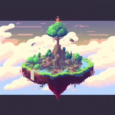 A Scene Showing A Small Island In The Sky Premium Ai Generated Image