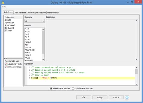 Using Flow Variable In Rule Based Filter Knime Analytics Platform Knime Community Forum