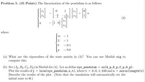 Solved Problem 5 35 Points The Linearization Of The
