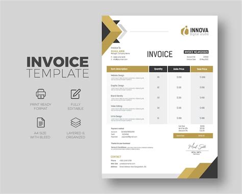 Professional Business Invoice Template Design Premium Psd