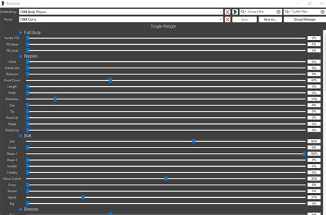 Only Single Weight Sliders In Bodyslide Fallout 4 Technical Support Loverslab