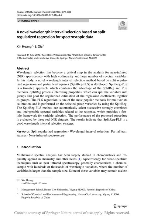 A Novel Wavelength Interval Selection Based On Split Regularized Regression For Spectroscopic Data