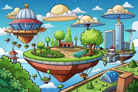 floating sky garden vector graphics illustration eps source file format lossless scaling icon