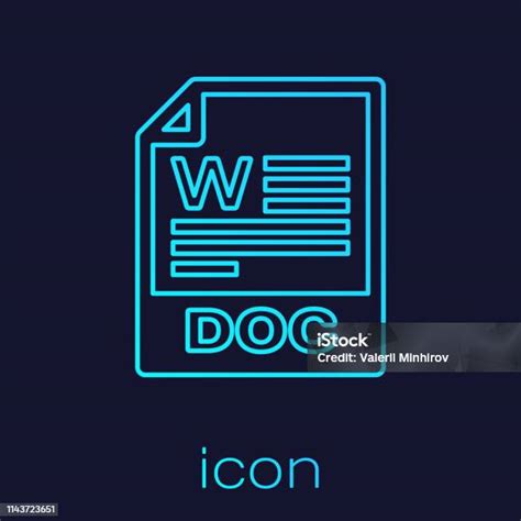 청록색 doc 파일 문서 아이콘입니다 문서 버튼 라인 아이콘 파란색 배경에 고립 다운로드 doc 파일 확장자 기호입니다 벡터