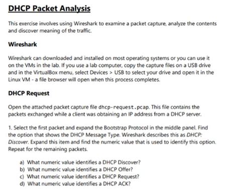 Solved Dhcp Packet Analysis This Exercise Involves Using Wireshark