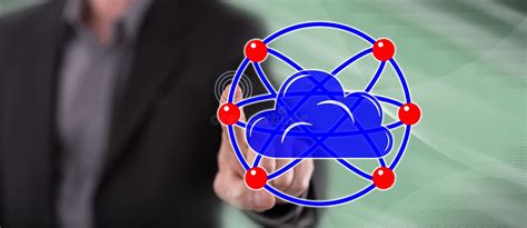 Man Touching A Cloud Networking Concept Stock Image Image Of Internet Cloud