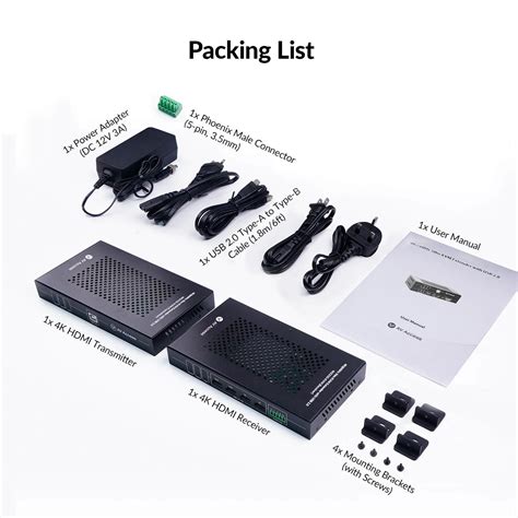 Zero Latency 4k Hdmi Kvm Extender With 4 Port Usb 2 0 Up To 50m Av Access 4kex50 Kvm Kvm