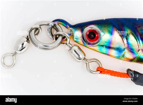 Deep Sea Fishing Jig Rigged With Assist Hook On White Background Stock Photo Alamy