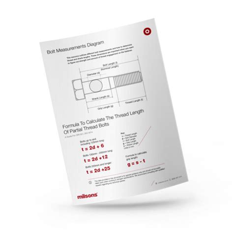 Bolt Measurements Diagram And Thread Length Formula Milsons