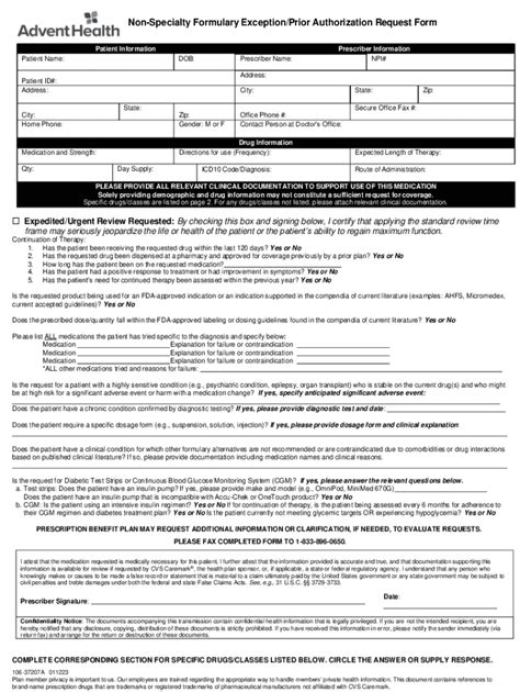 Fillable Online Non Specialty Formulary Exception Prior Authorization Request Fax Email Print