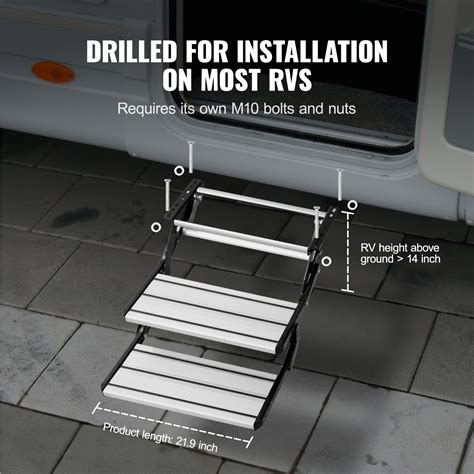 Vevor Rv Steps 2 Step Manual Retractable Rv Stairs Foldable 440 Lbs Load Capacity Aluminum