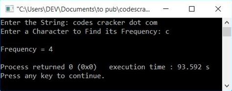 C Program To Find The Frequency Of Characters In A String