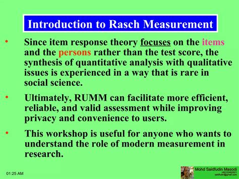 1a Introduction To Rasch Measurement Model Msm Ppt