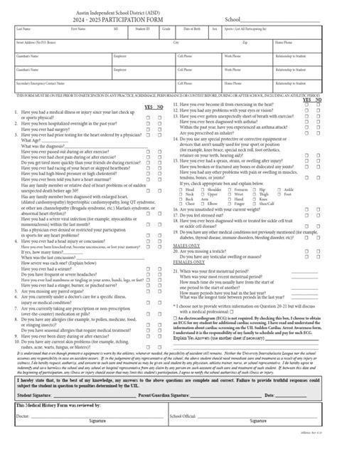 Preparticipation Sports Physical Form Pdf Diseases And Disorders