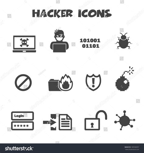 Hacker Icons Mono Vector Symbols Stock Vector Royalty Free Shutterstock