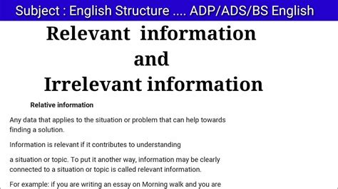 Relevant Information