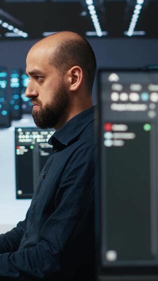 Vertical Software Developer Programming In High Tech Facility With