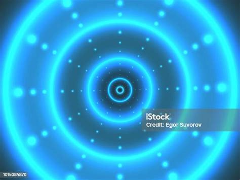 밝은 동그라미와 추상 디지털 터널입니다 현대 미래 배경입니다 빛나는 3d 개념 웹에 대 한 사이버 배경 막입니다 벡터 일러스트 레이 션 3차원 형태에 대한 스톡 벡터 아트