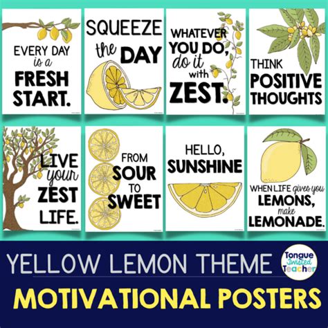 Yellow Lemon Theme Motivational Posters Classroom Decor Made By Teachers