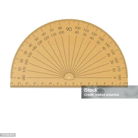 미터법 단위의 눈금자를 가진 나무 원형 각도기 0명에 대한 스톡 벡터 아트 및 기타 이미지 0명 10 12 Istock