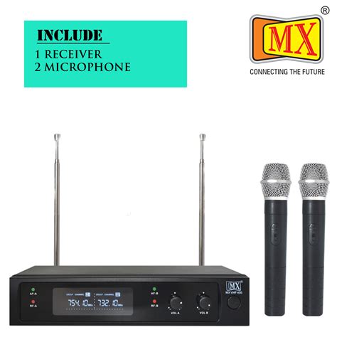 Mx Professional Vhf Series Wireless Cordless With 2 Handheld Microphones Fixed Frequency
