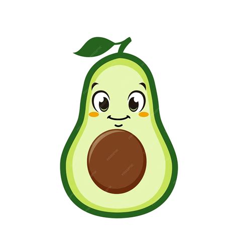 Premium Vector Cute Avocado Smile Cartoon Vector