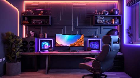 General View Of Home Workplace Of Pro Gamer With Professional Gaming