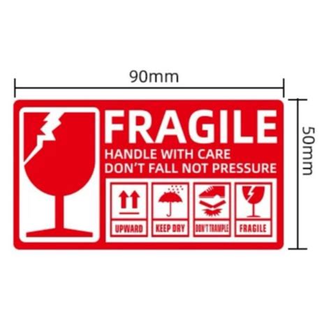 【sg Ready Stock】 Fragile Sticker 9x5cm Caution Careful Delivery Sticker Carton Box Sticker