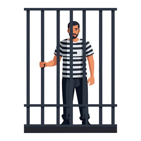 Man In Prison Uniform Standing Behind Bars 48034266 Png