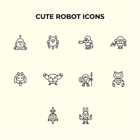 Modern Cute Robot Icon Set 22919000 Vector Art At Vecteezy