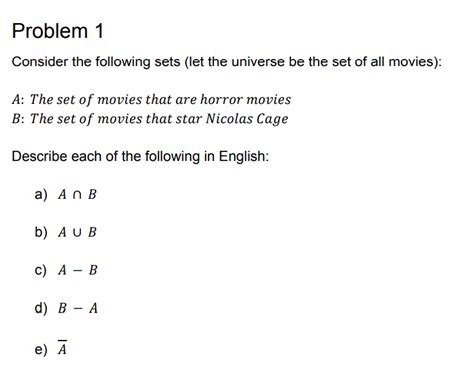 Solved Problem Consider The Following Sets Let The Chegg Com