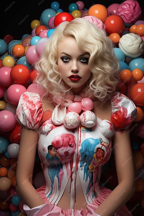 Premium Photo A Woman With Blonde Hair And A Red Lipstick On Her Face