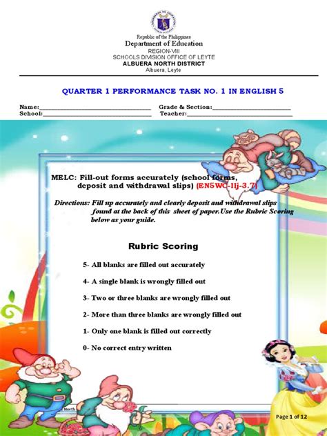 Gr 5 Performance Task 1 Quarter 1 Pdf Philippines
