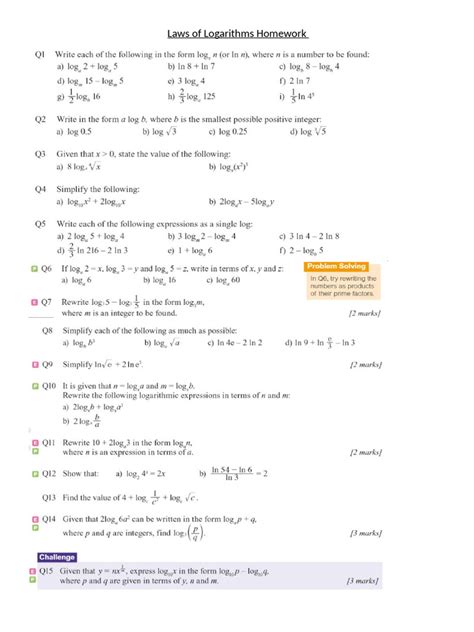 Laws Of Logarithms Pdf