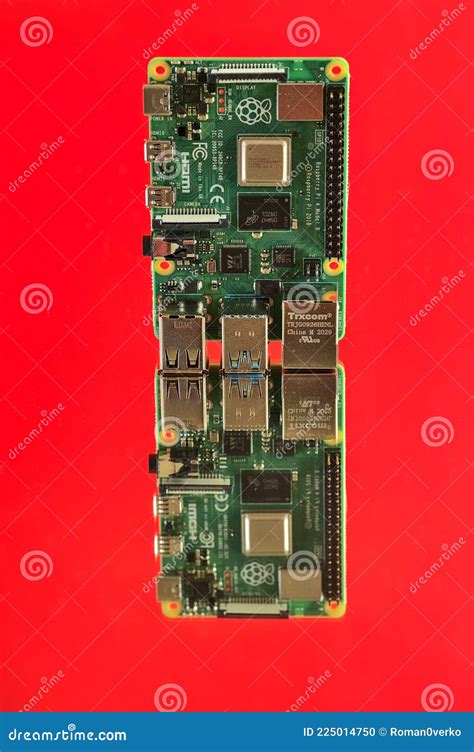 Beautiful Closeup View Of Raspberry Pi 4 Model B Minicomputer On