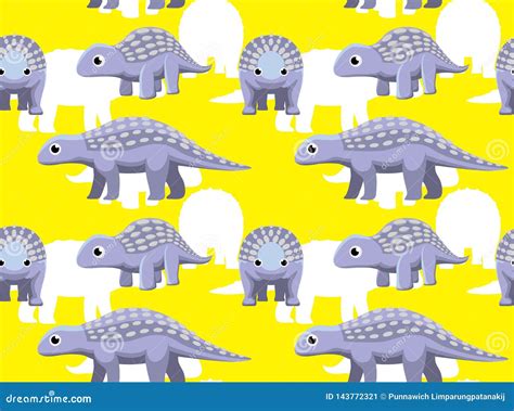Dinosaur Cute Nodosaurus Cartoon Background Seamless Wallpaper Stock Vector Illustration Of