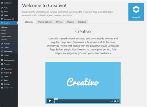 Installing The Creativo Theme Creativo Documentation