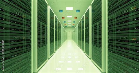 Data And Network Servers Close Up 3d Animation Flickering Server