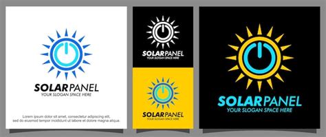 재생 가능한 전기 및 태양 전지 패널 로고 템플릿 프리미엄 벡터