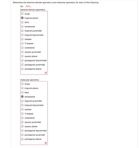Solved Determine The Electron Domain Geometry And Molecular