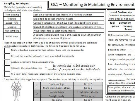 OCR Gateway GCSE Comb Science Biology Revision Mat Bundle Teaching Resources