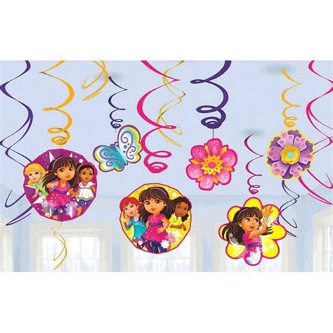 Dora The Explorer Dora And Friends Hanging Swirl Decorations 12pc