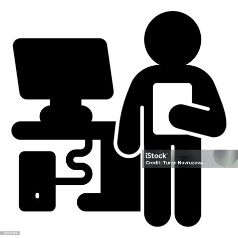 Service Center Manager Solid Icon Pcrepair Concept Service Manager Vector Sign On White